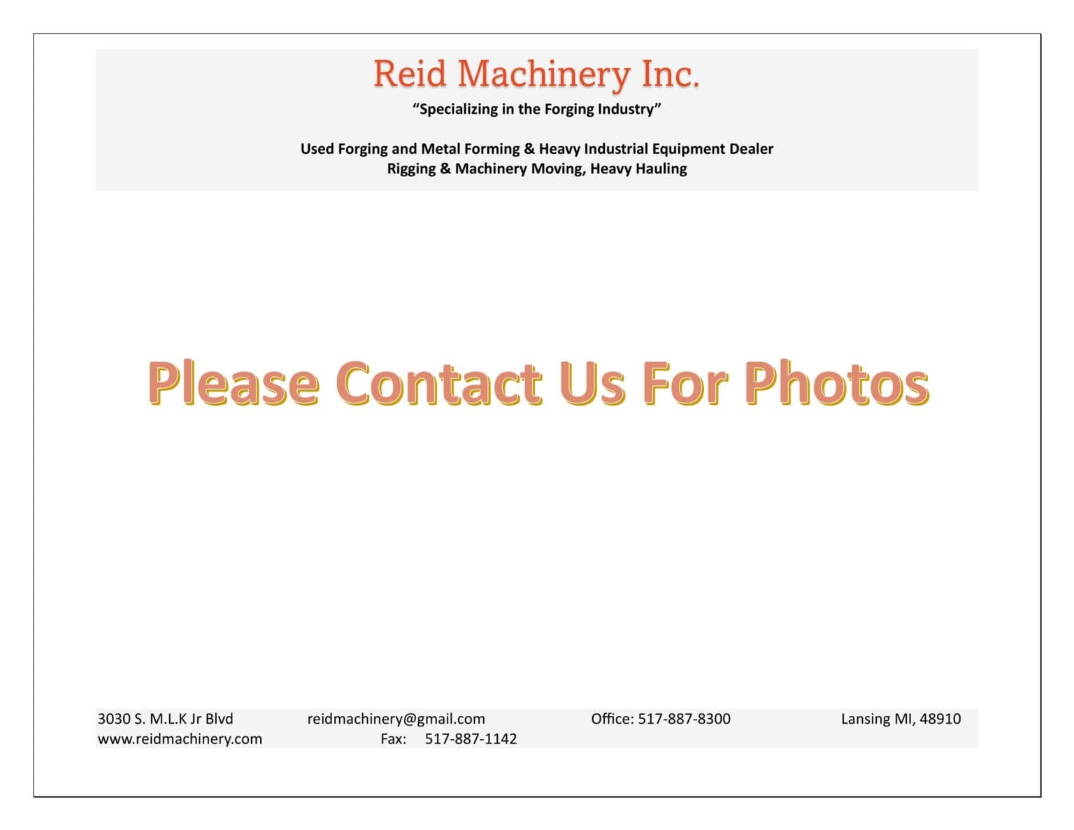 Equipment for Sale | Machinery Parts in Lansing, MI